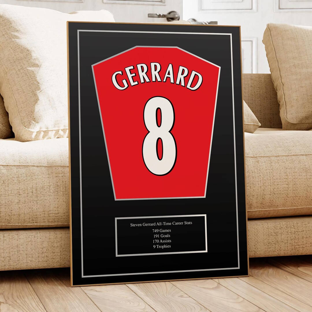 Liverpool FC Gerrard Poster: Football Club Wall Art Jersey Kit Unframed ...