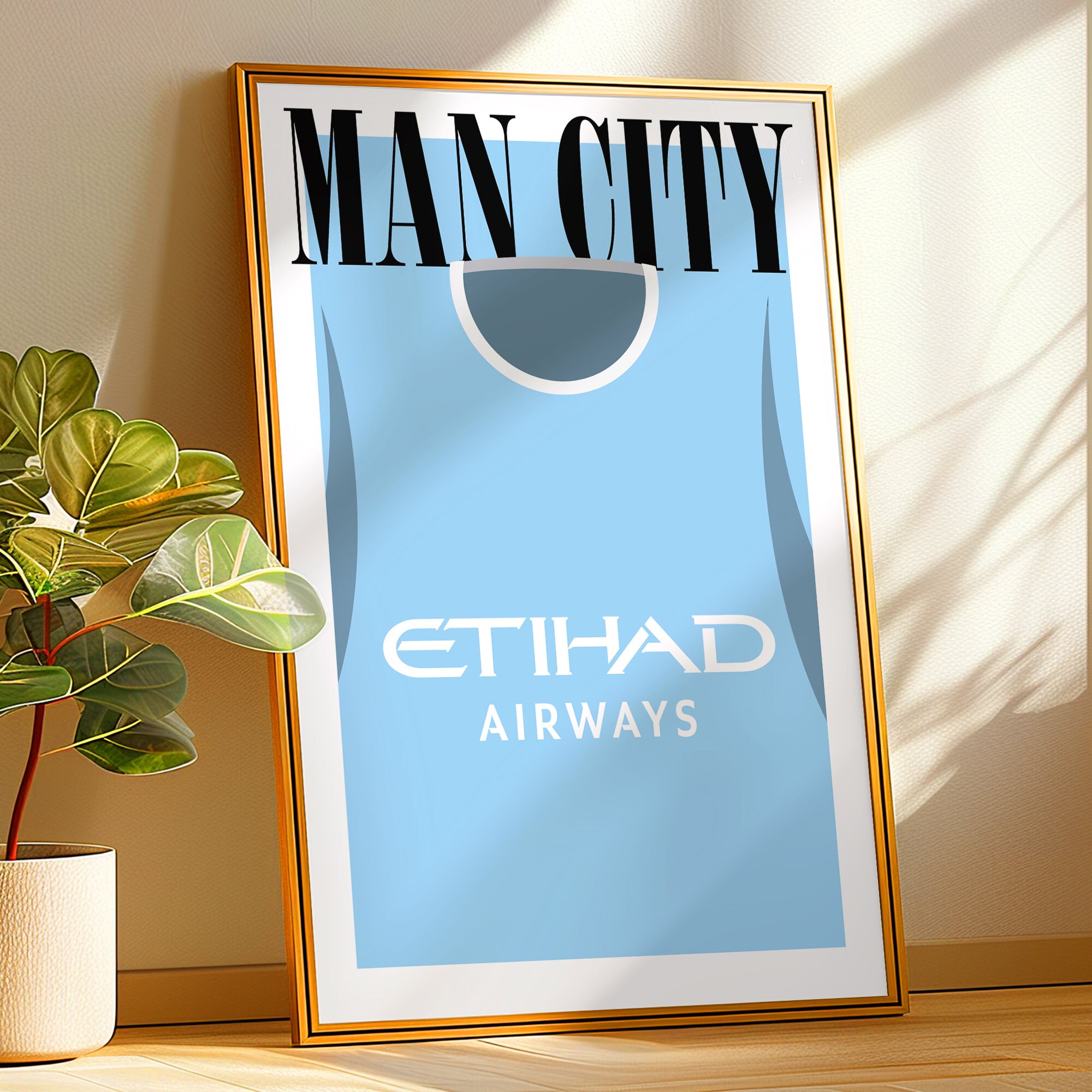 Manchester City Football Shirt Poster Etihad Home Decor Unframed ...