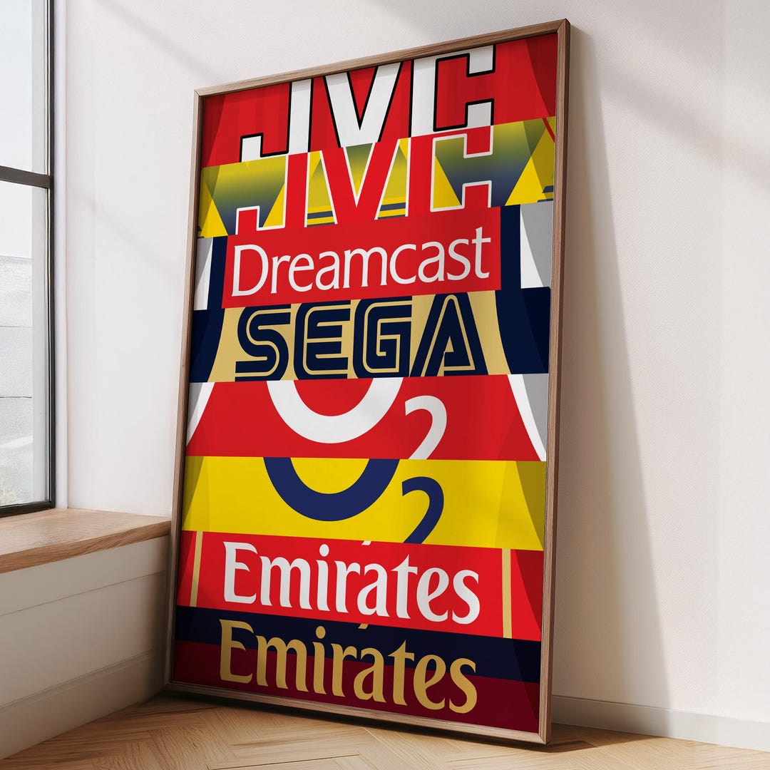 Arsenal FC Retro Shirts Stack Poster Home Decor Unframed Football Club ...