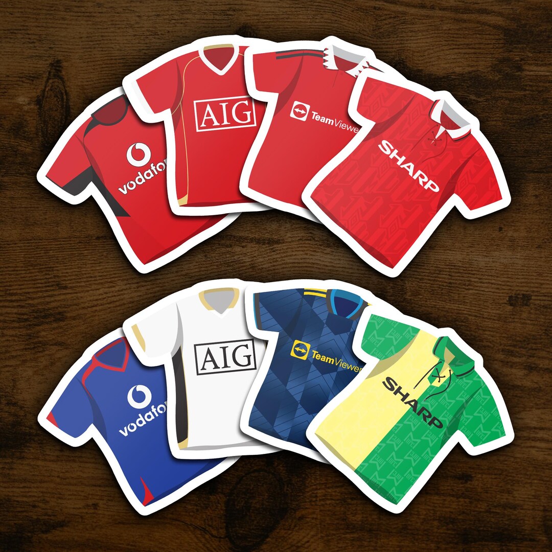 Manchester United Stickers Classic Kits | Set of 8 Vinyl Stickers ...