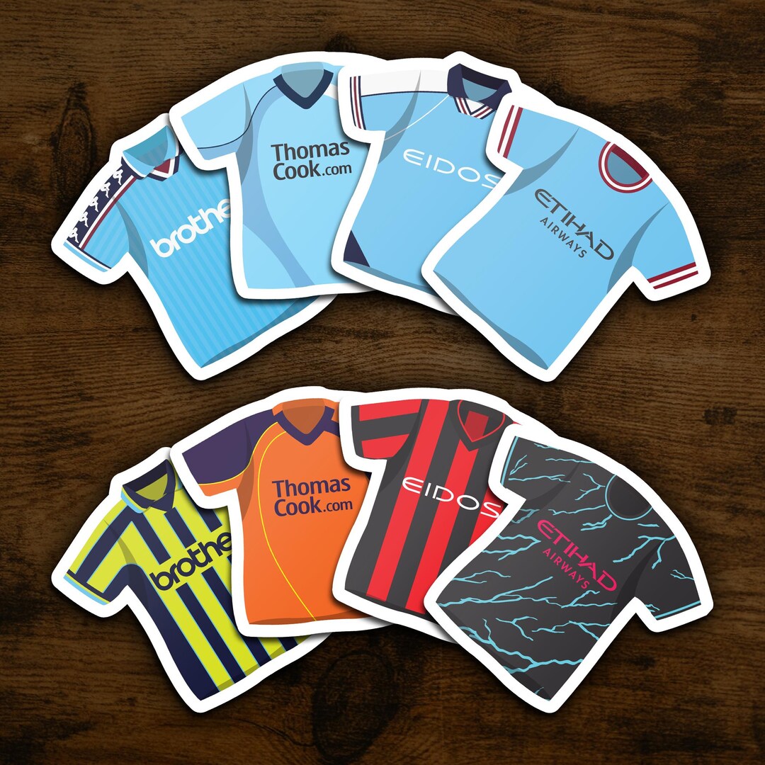 Manchester City Stickers Classic Kits | Set of 8 Vinyl Stickers ...