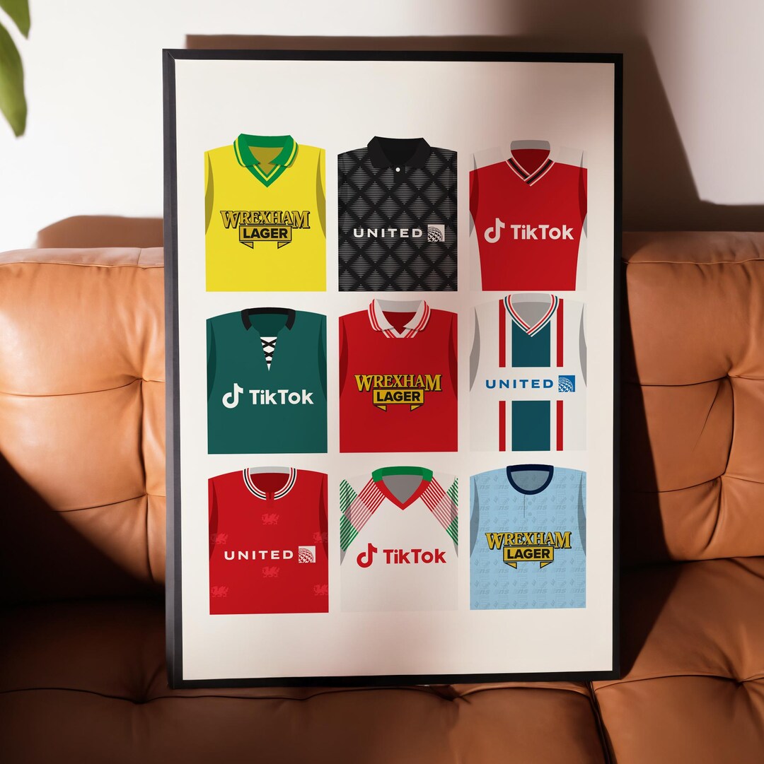 Wrexham AFC Retro Kit Collection Poster | Home Decor Unframed Football ...