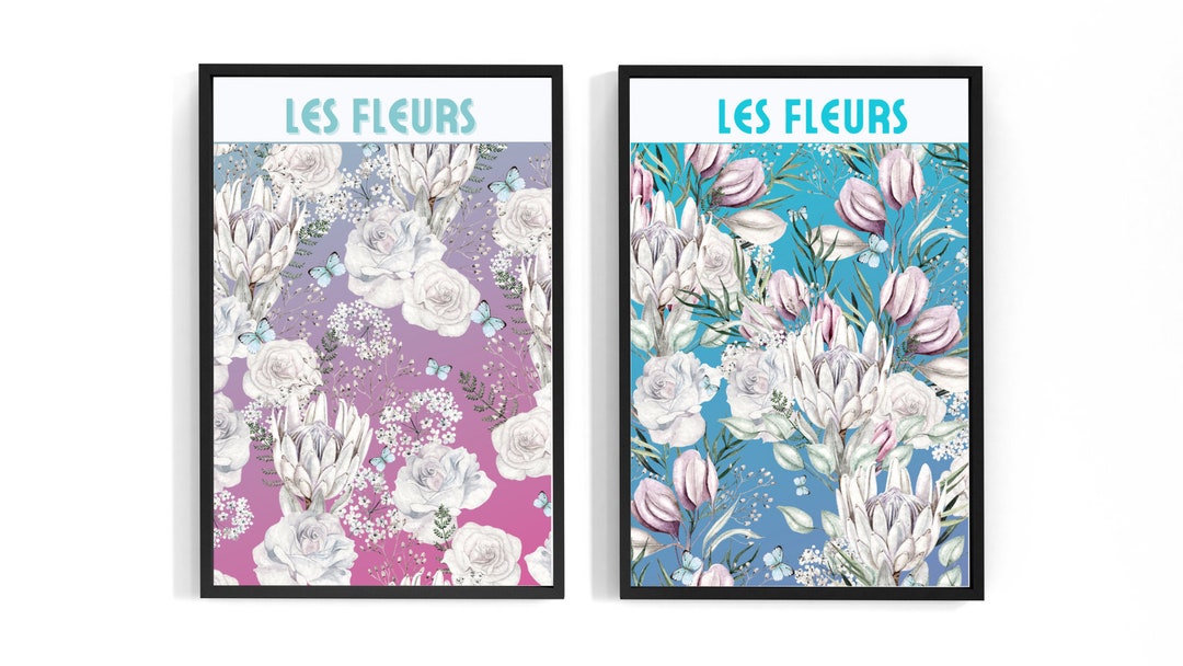Les Fleurs Summer Art Print | Bold Flower Art | Retro | Abstract Floral ...