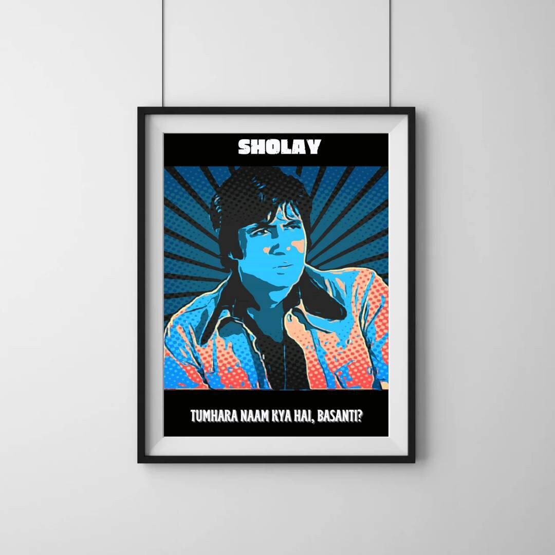 Sholay 1975 A4 Bollywood Film Art Print Desi Poster Print Hindi Movie Film Poster Film Wall