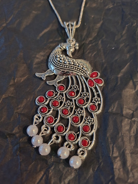 Buy Peacock Pendant Silver Costume Jewellery Indian Inspired Pendant Necklace Jaipur Rajasthani Online in India Etsy
