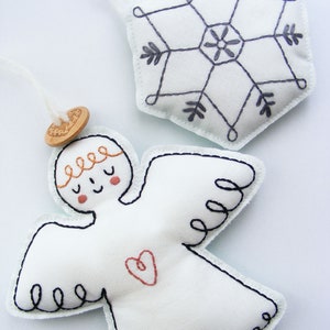PDF Sewing Pattern - Embroidered Angel and Snowflake - Christmas ...