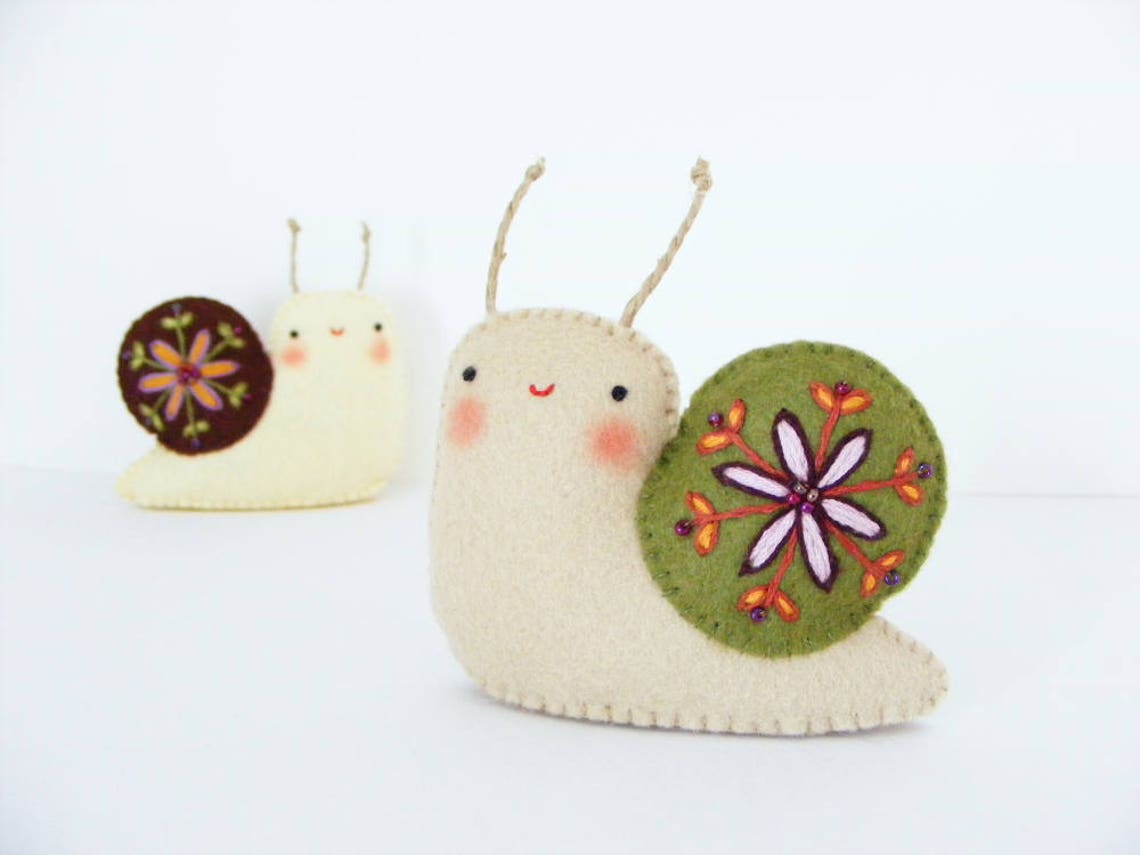 Felt PDF Sewing Pattern Felt Embroidered Snail Easy Sewing - Etsy