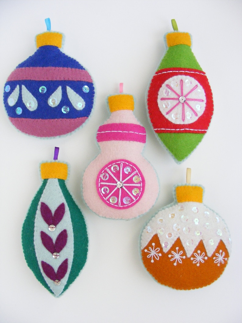Felt Christmas Ornament Sewing Pattern: Vintage Baubles (PDF Pattern ...