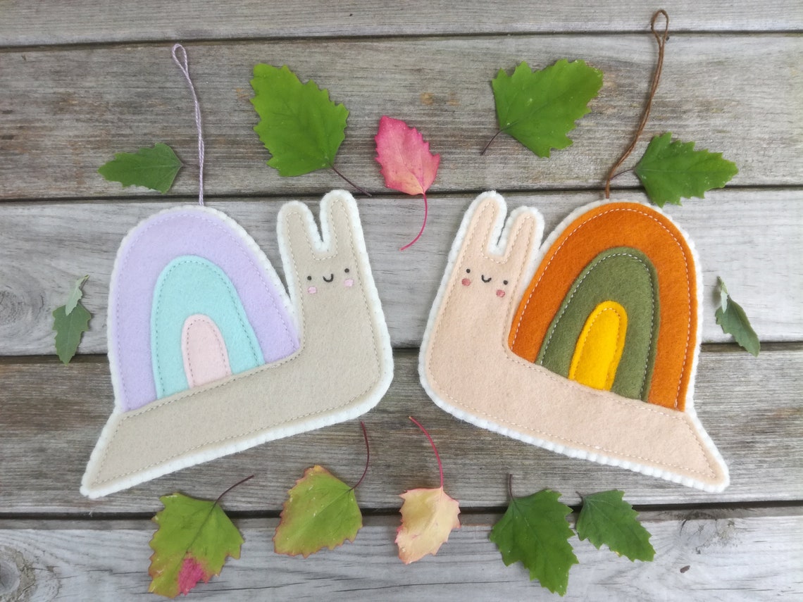 Felt PDF Sewing Pattern Rainbow Snail Felt Ornament Fall - Etsy