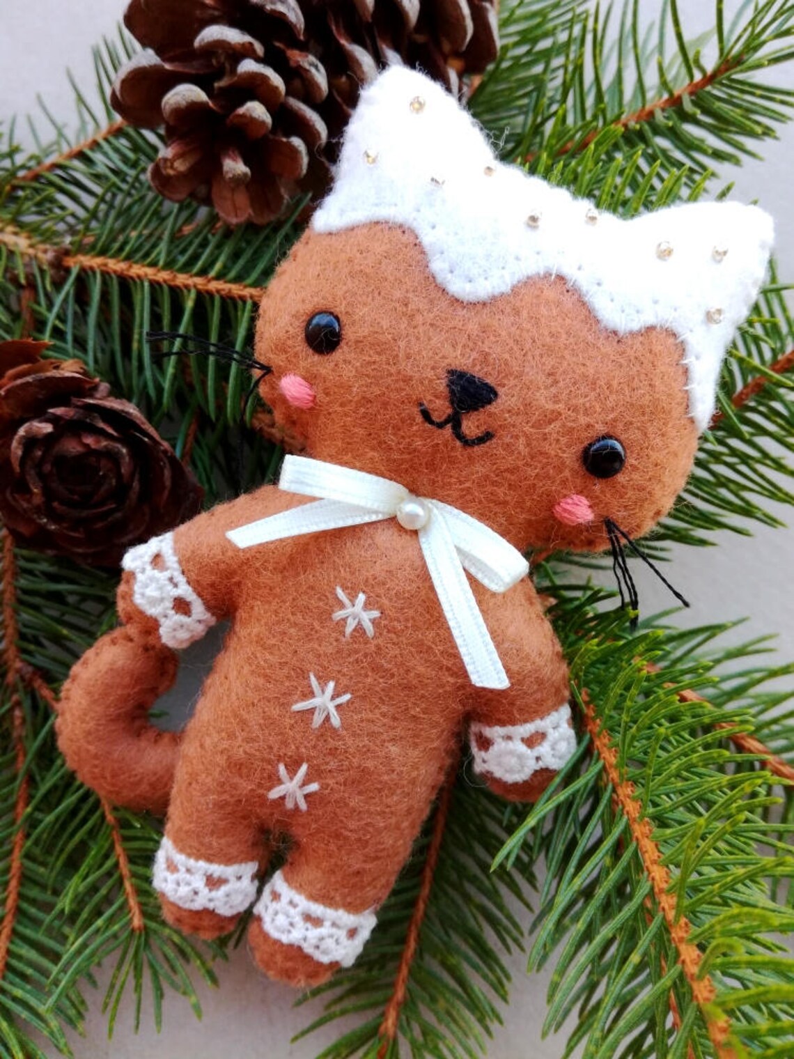 Felt PDF Sewing Pattern Gingerbread Cat Pdf Pattern - Etsy