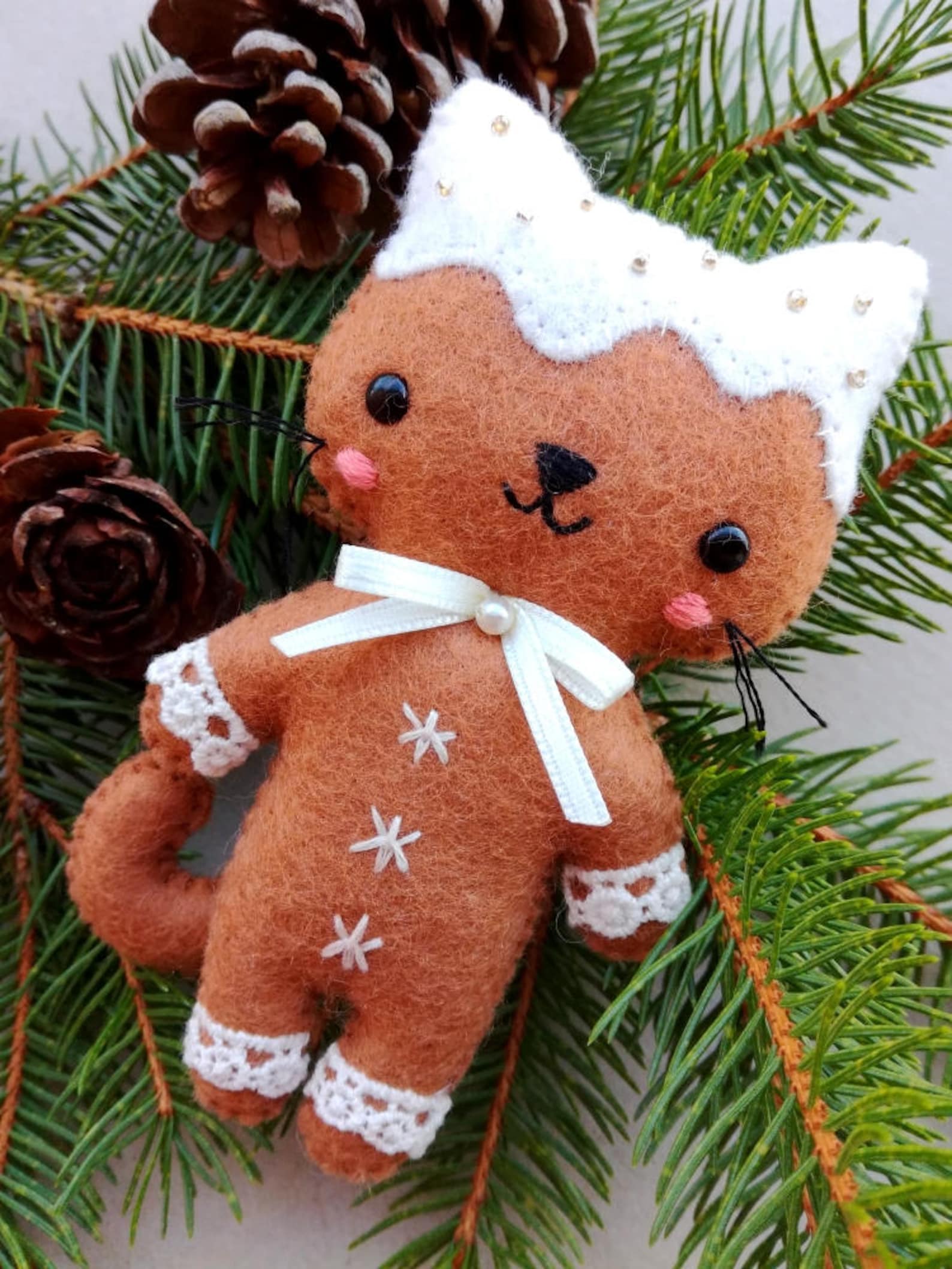 Felt PDF Sewing Pattern Gingerbread Cat Pdf Pattern - Etsy
