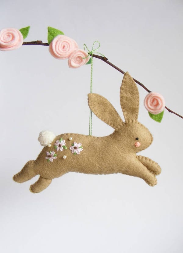 Felt Bunny Pattern, Bunny Ornament, Sewing Patterns, Felt Ornaments ...