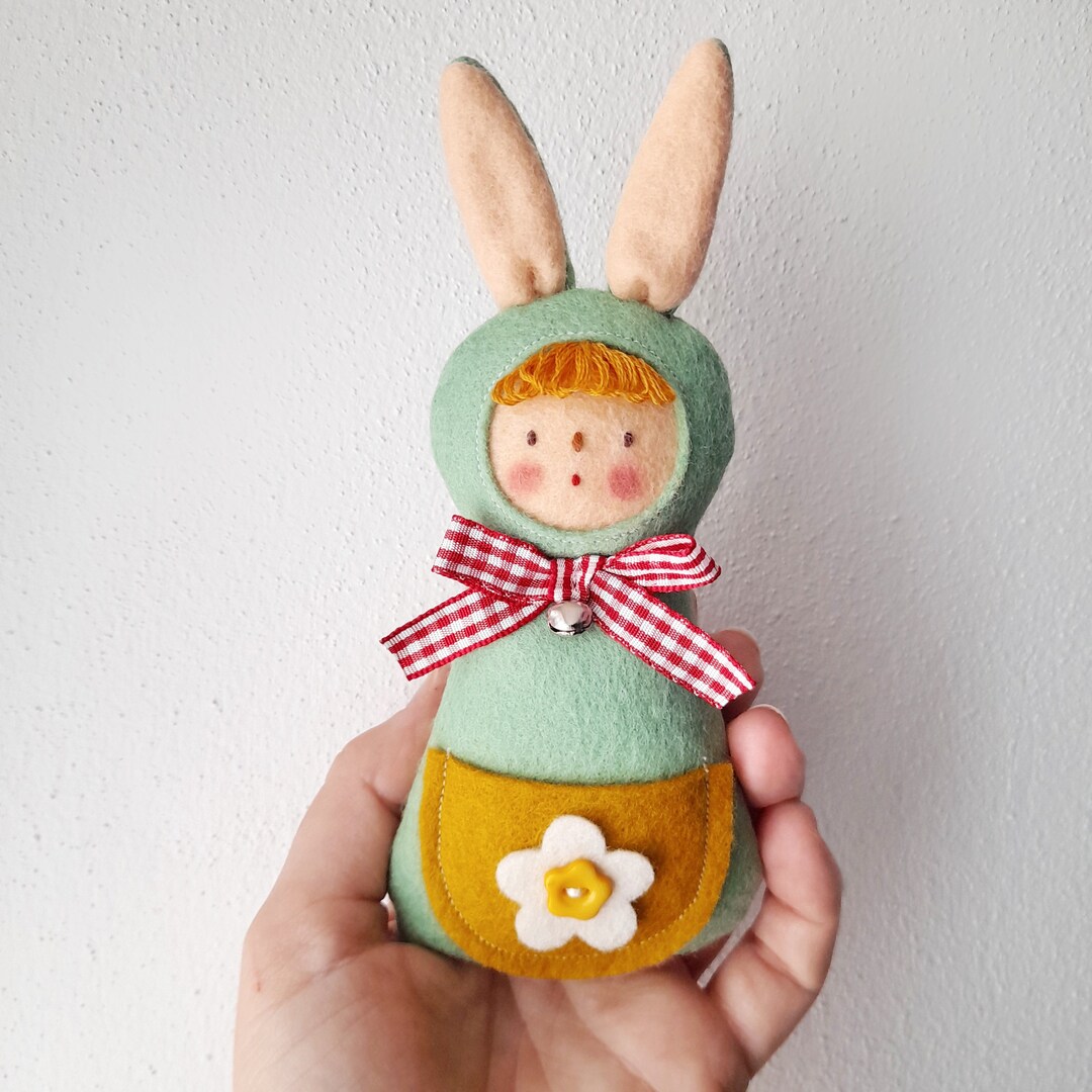PDF Sewing Pattern - Bunny Boy Pocket Softie - Felt Softie, DIY Pocket ...