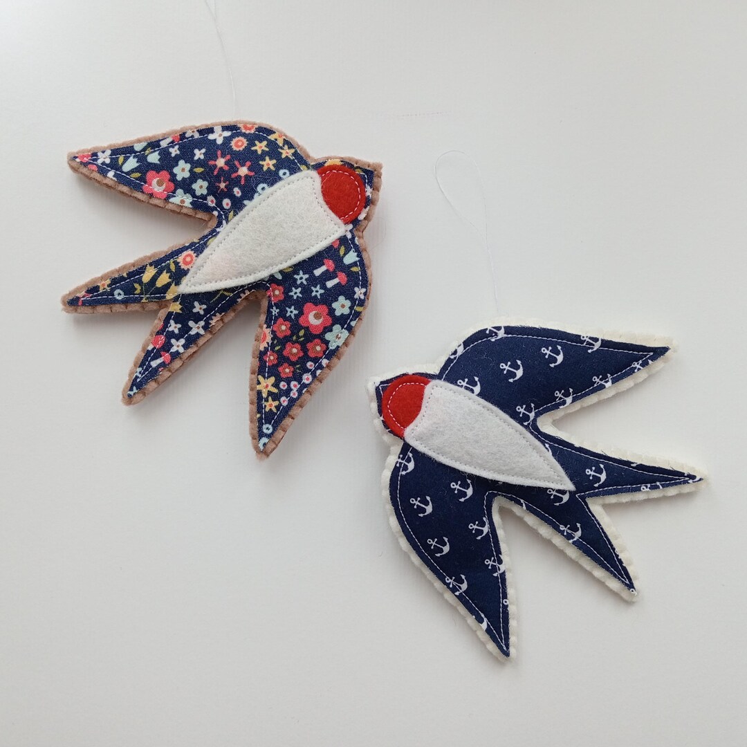 PDF Sewing Pattern - Felt and Fabric Swallows. Spring Decoration ...