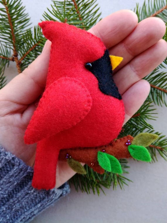 Felt PDF Sewing Pattern Red Cardinal Christmas Decoration | Etsy UK