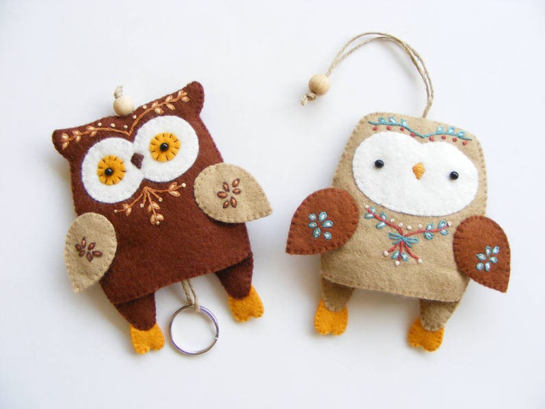 Felt PDF Pattern Owl Keyring Felt Keyring Owl Ornament | Etsy