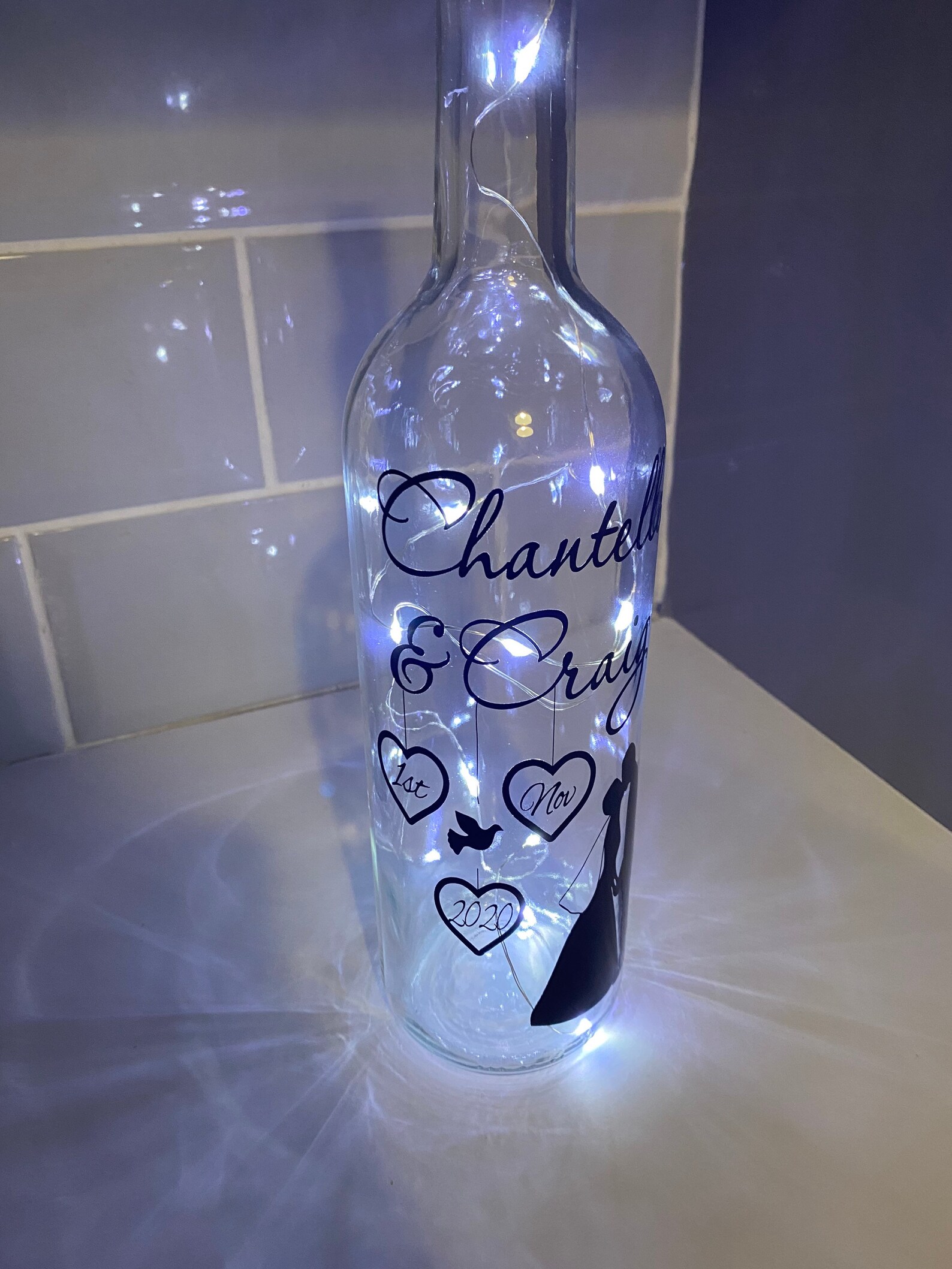 Wedding Light up Bottle - Etsy UK