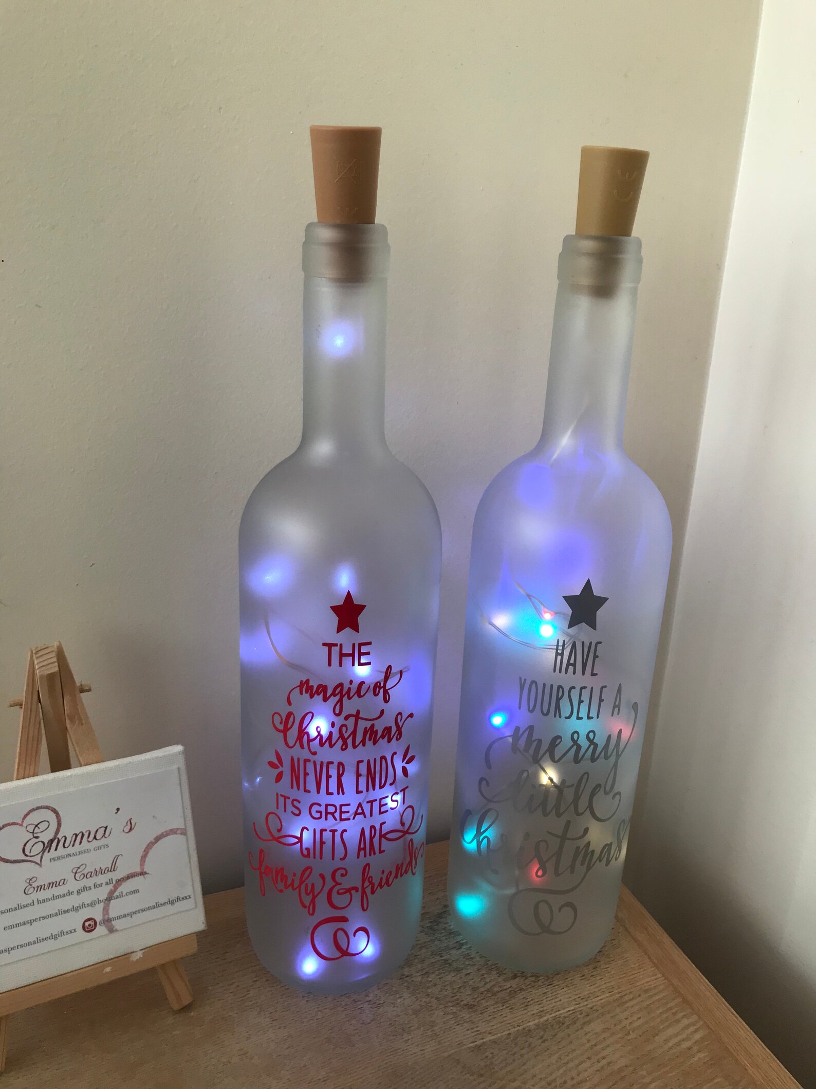 Christmas Frosted Light up Bottles - Etsy