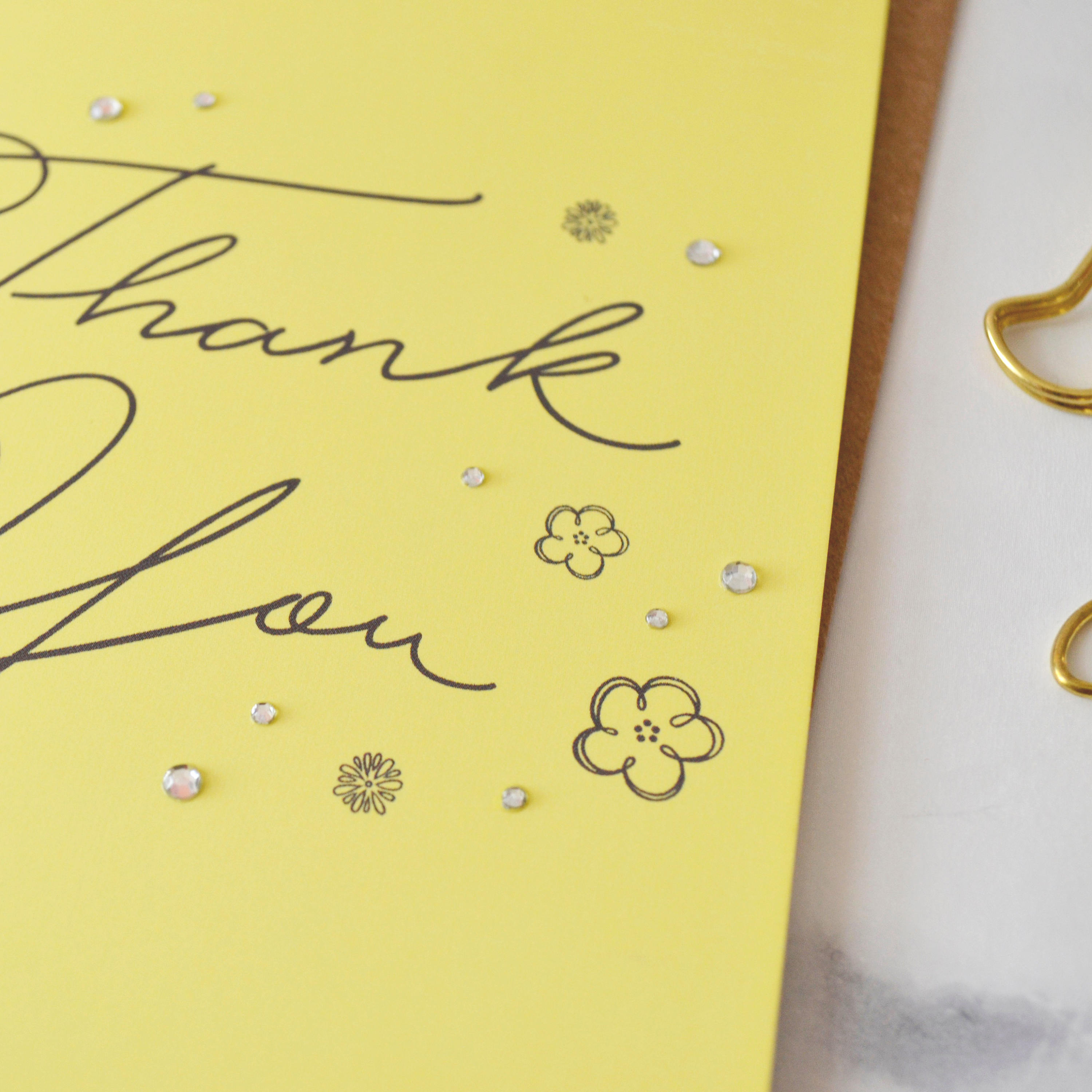 Sparkly Floral Thank You Card - Etsy