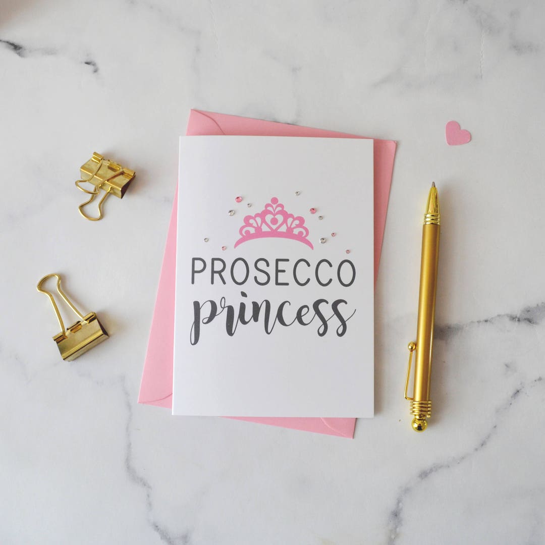 Sparkly Prosecco Princess Birthday Card - Etsy