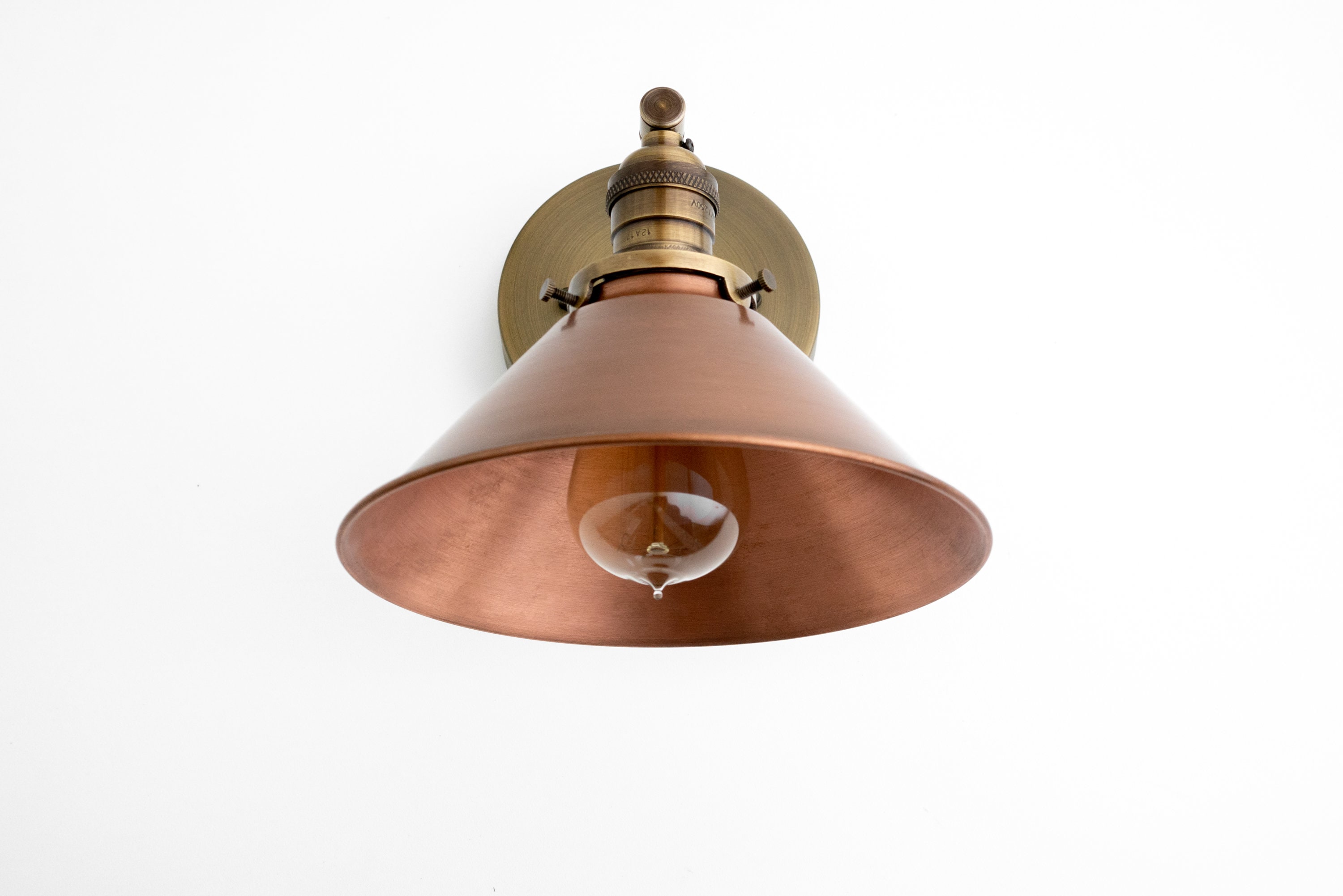Copper Shade - Wall Sconce Light - Rustic Light Fixture - Antique Brass ...
