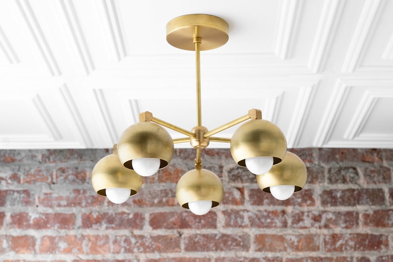 Modern Brass Fixture Round Shade Brass Ceiling Lights - Etsy