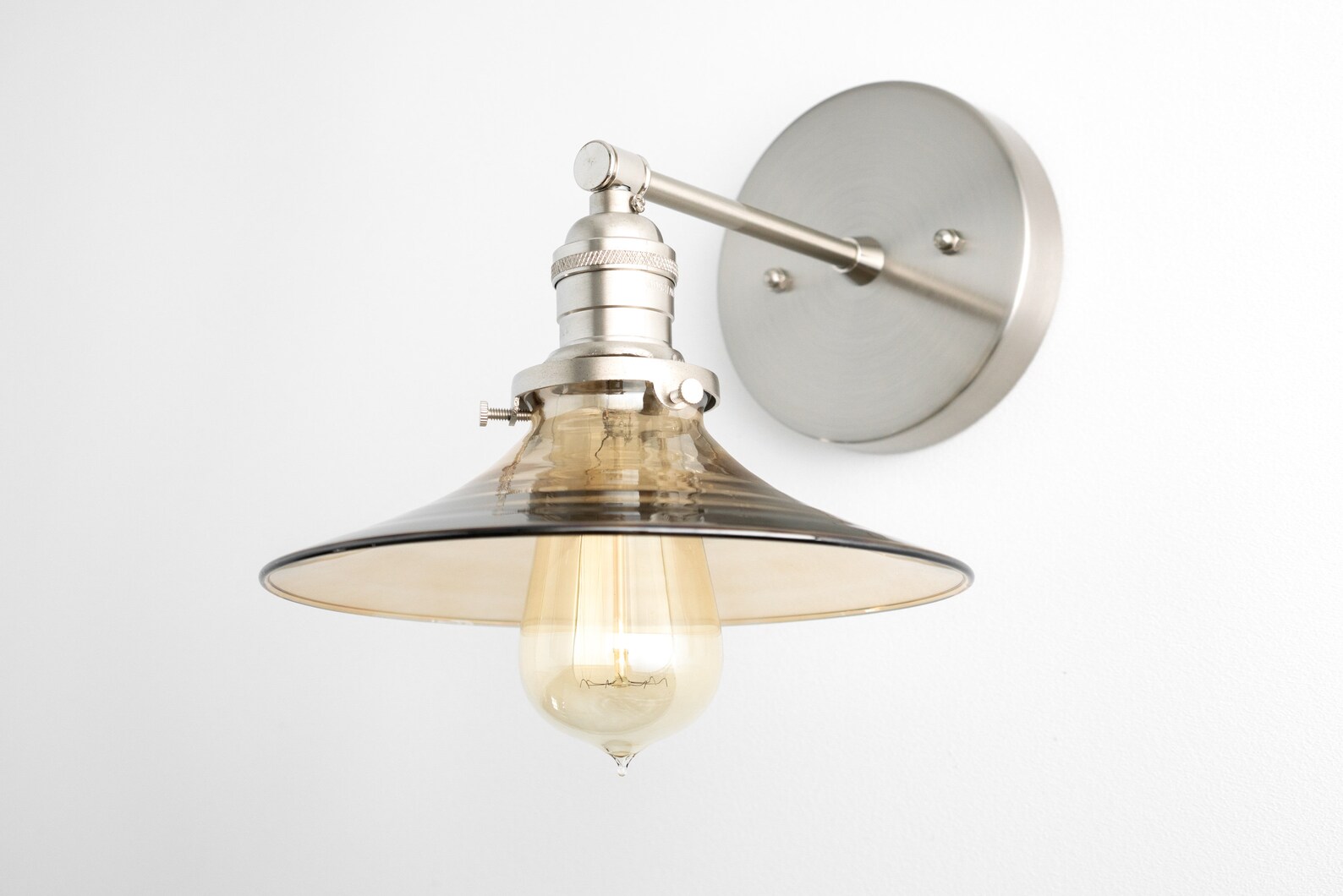 Edison Sconce Wall Sconces Smoked Glass Brass Lamps - Etsy