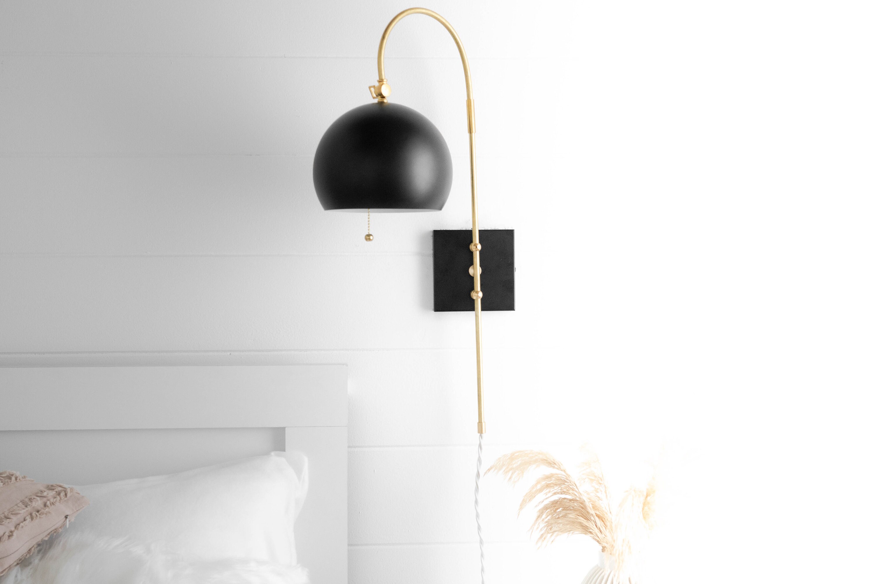 Black Sconce Plug-In Wall Sconce Bedside Light | Etsy