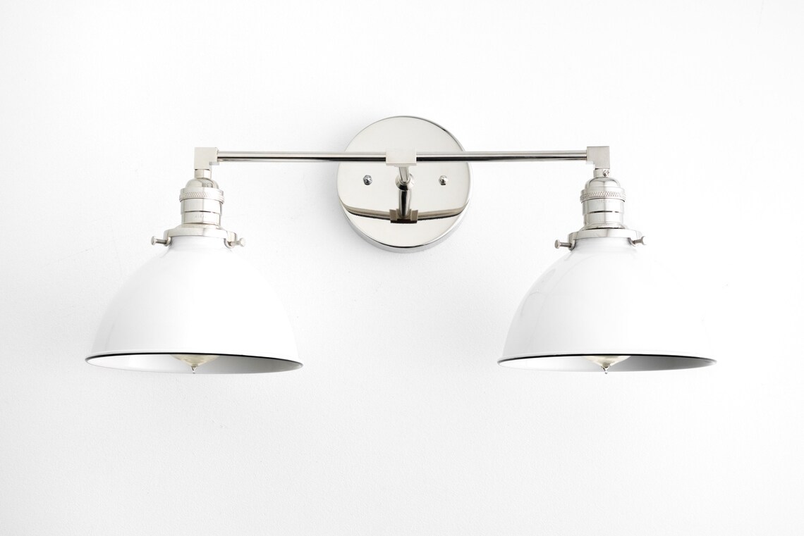 White Vanity Light Nickel Light Fixture Farmhouse Vanity - Etsy
