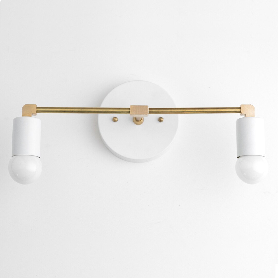 White Vanity Light - Brass Bathroom Fixture - Vanity Lighting - Vanity ...