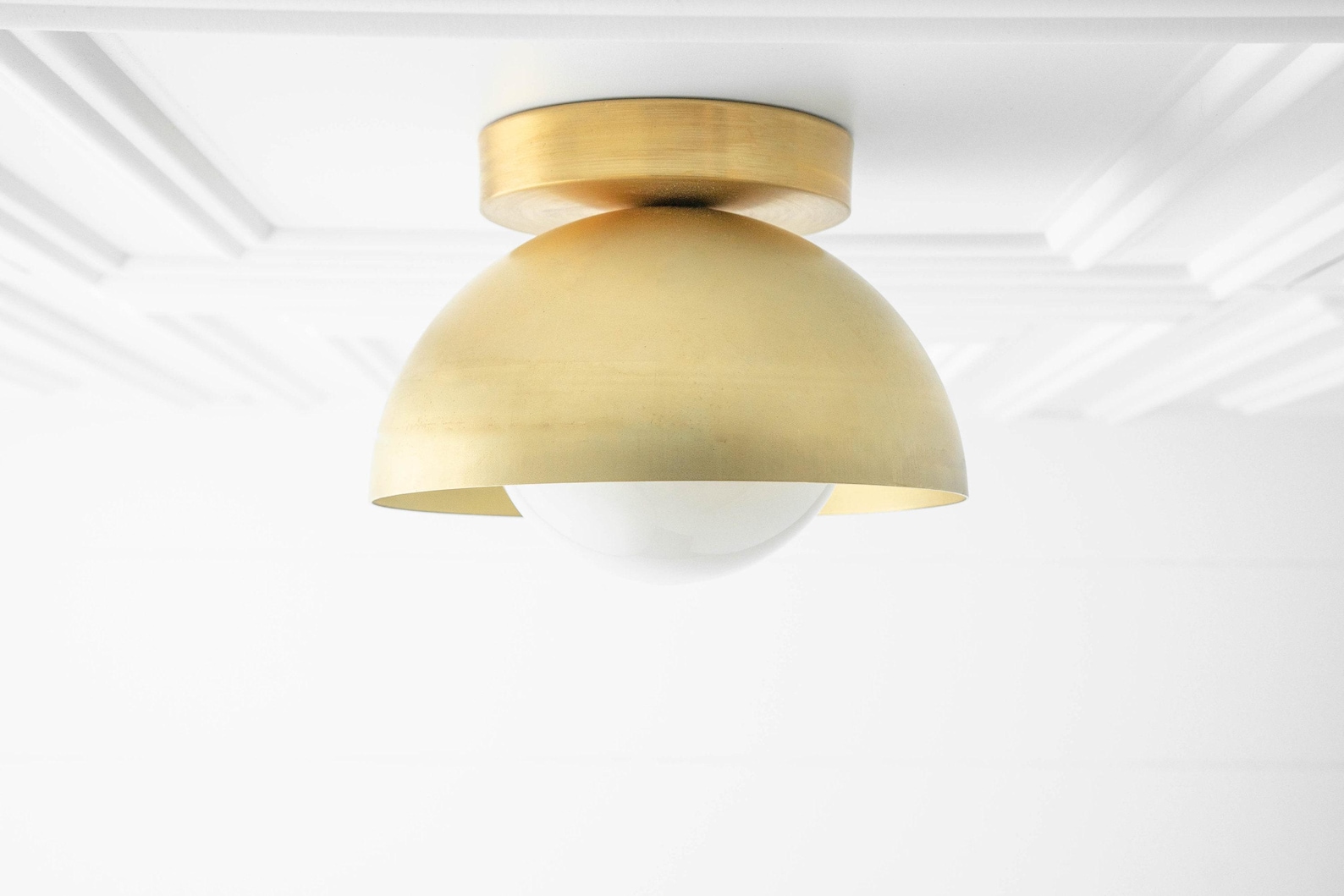 Ceiling Fixture - Multiple Finish Options - Opal Globe Light - Modern ...