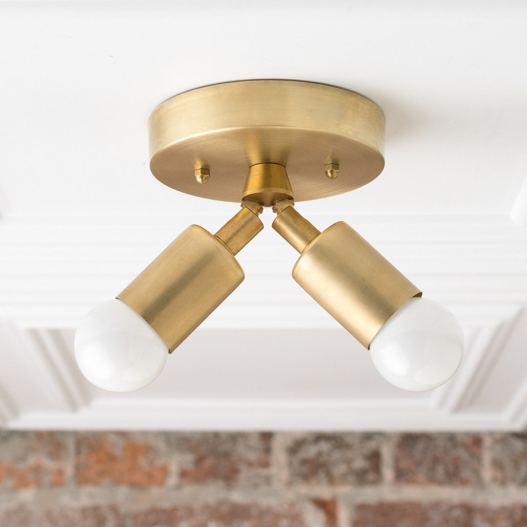 Modern Ceiling Lamp Minimalist Light Flush Fixture Gold Brass Light Mid ...