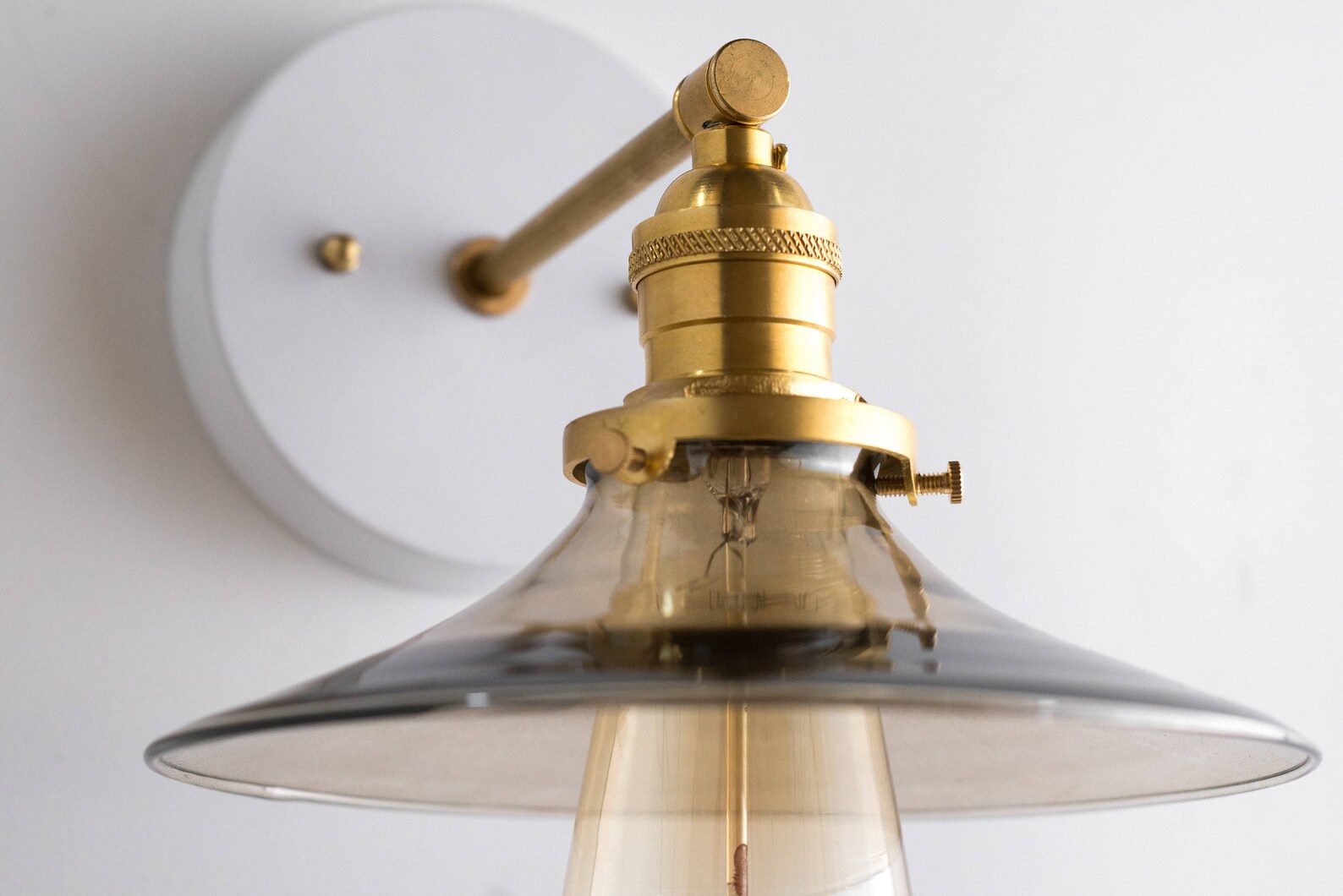 Edison Sconce Wall Sconces Smoked Glass Brass Lamps - Etsy