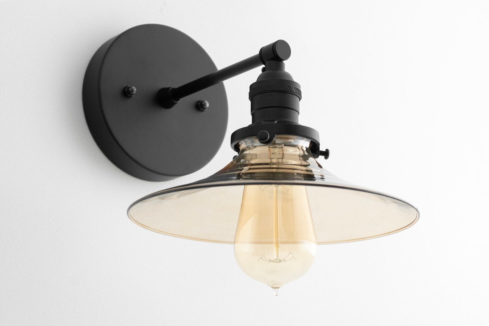 Edison Sconce Wall Sconces Smoked Glass Brass Lamps - Etsy