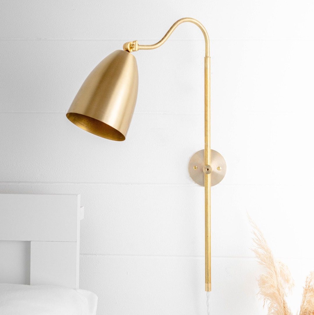Bedside Light - Plug in Wall Sconce - Brass Sconce - Sconce Lighting ...