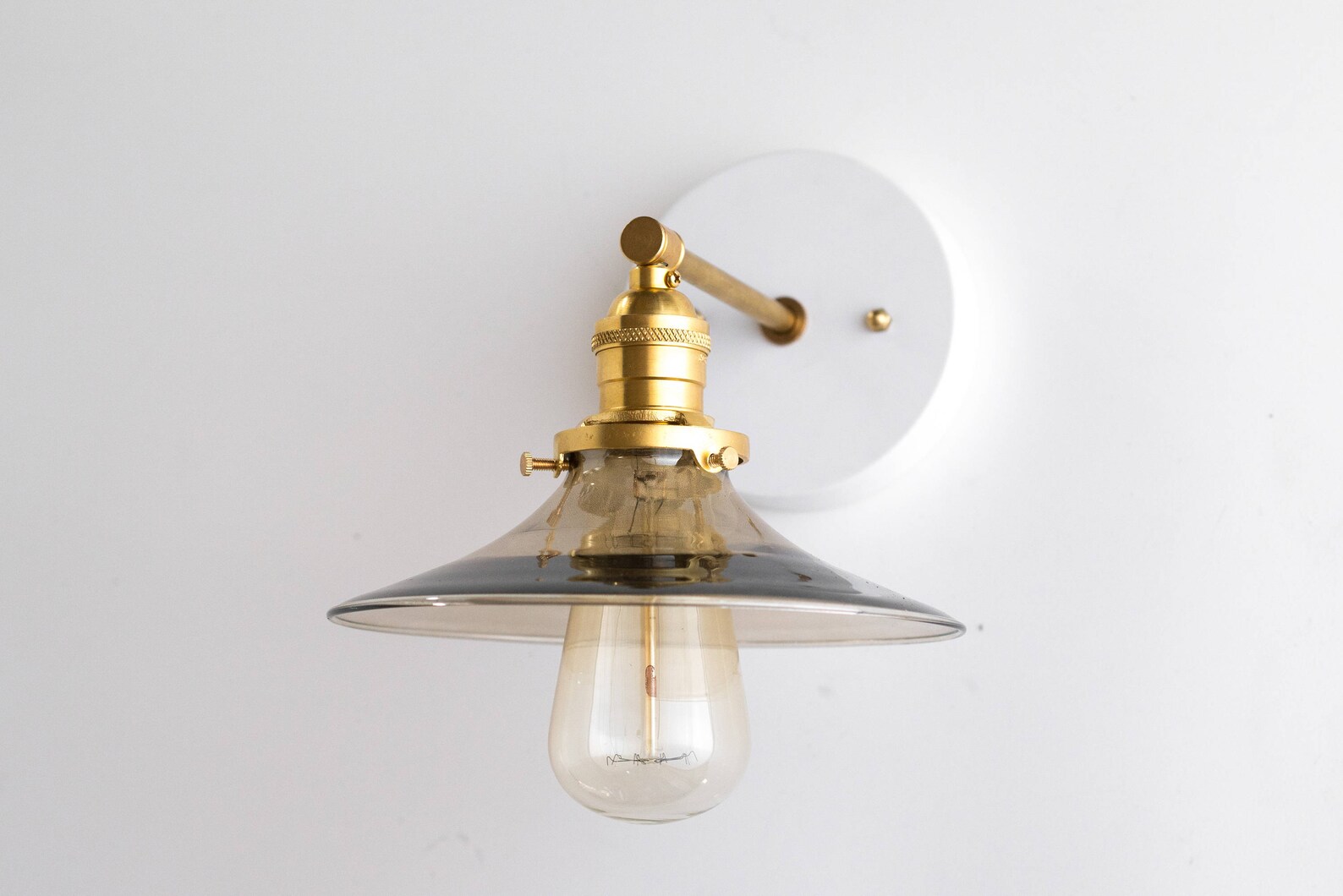 Edison Sconce Wall Sconces Smoked Glass Brass Lamps - Etsy