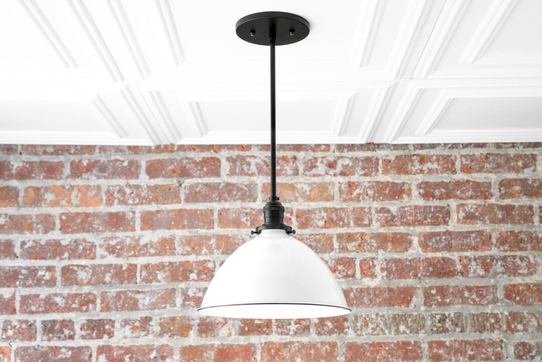 10 Inch White Shade Pendant Light - Hanging Lamp - Ceiling Light ...