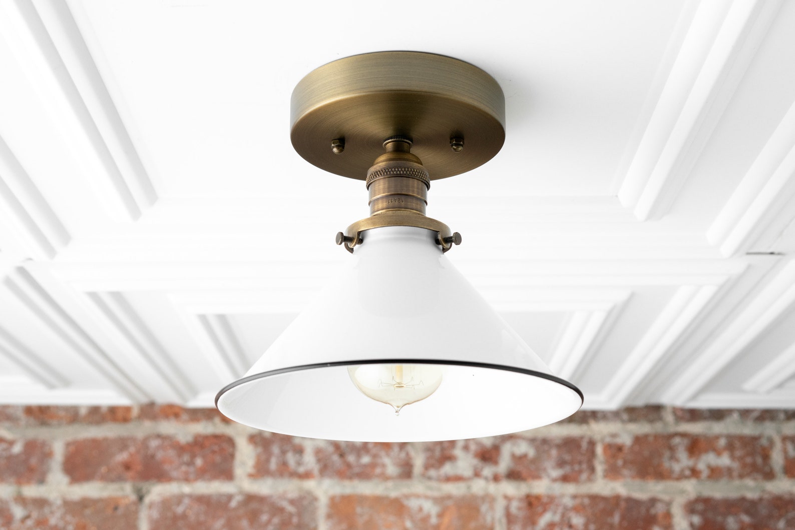 White Cone Shade Ceiling Light Farmhouse Lighting Modern | Etsy