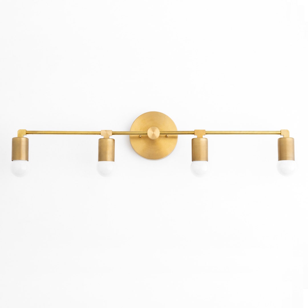 Brass Vanity Lamp - Long Vanity Light - 4 Bulb - Bathroom Light ...