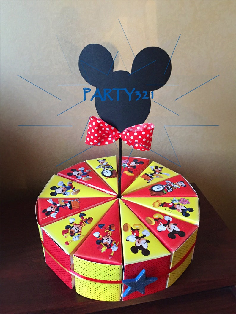 Mickey Mouse Slice Box Paper Box, Printable Gift Box, Cake Boxes ...