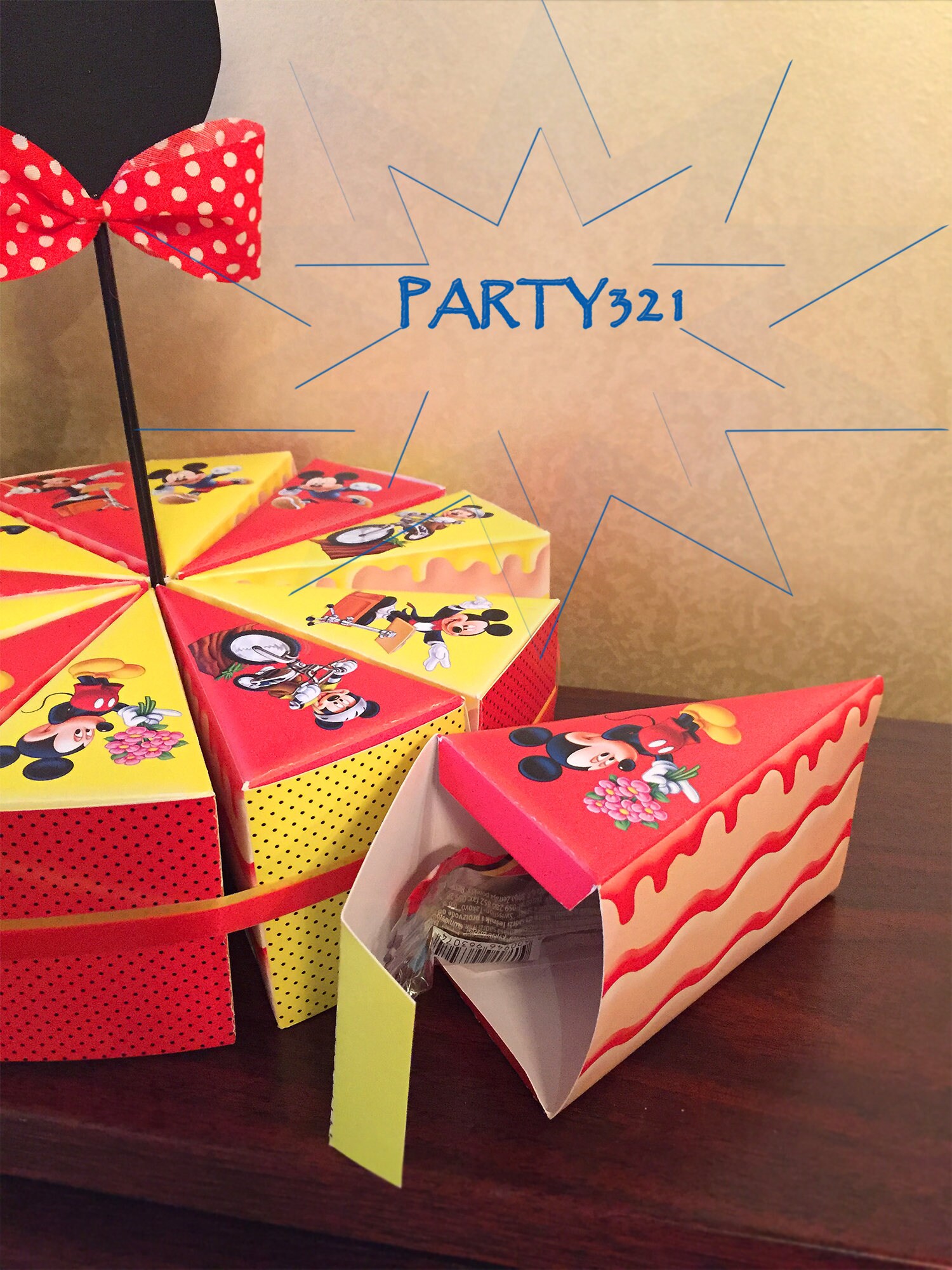 Mickey Mouse Slice Box Paper Box, Printable Gift Box, Cake Boxes ...