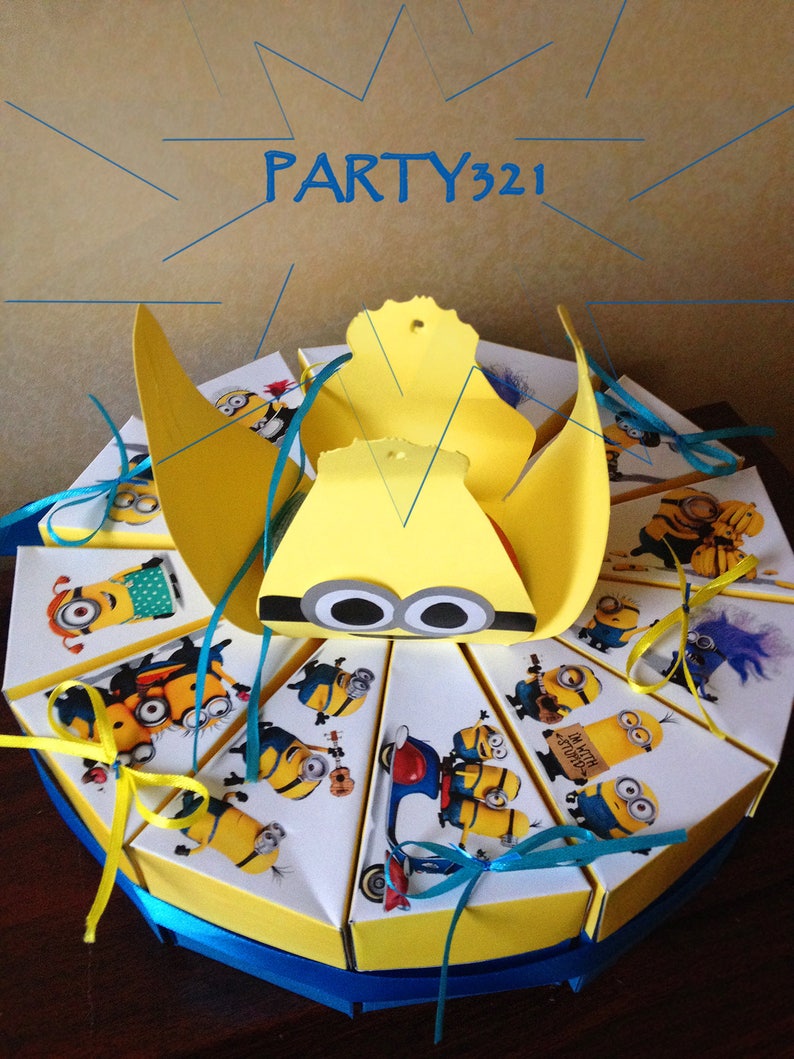 Minion Cake Slice Box Paper Box, Printable Gift Box, Cake Boxes ...