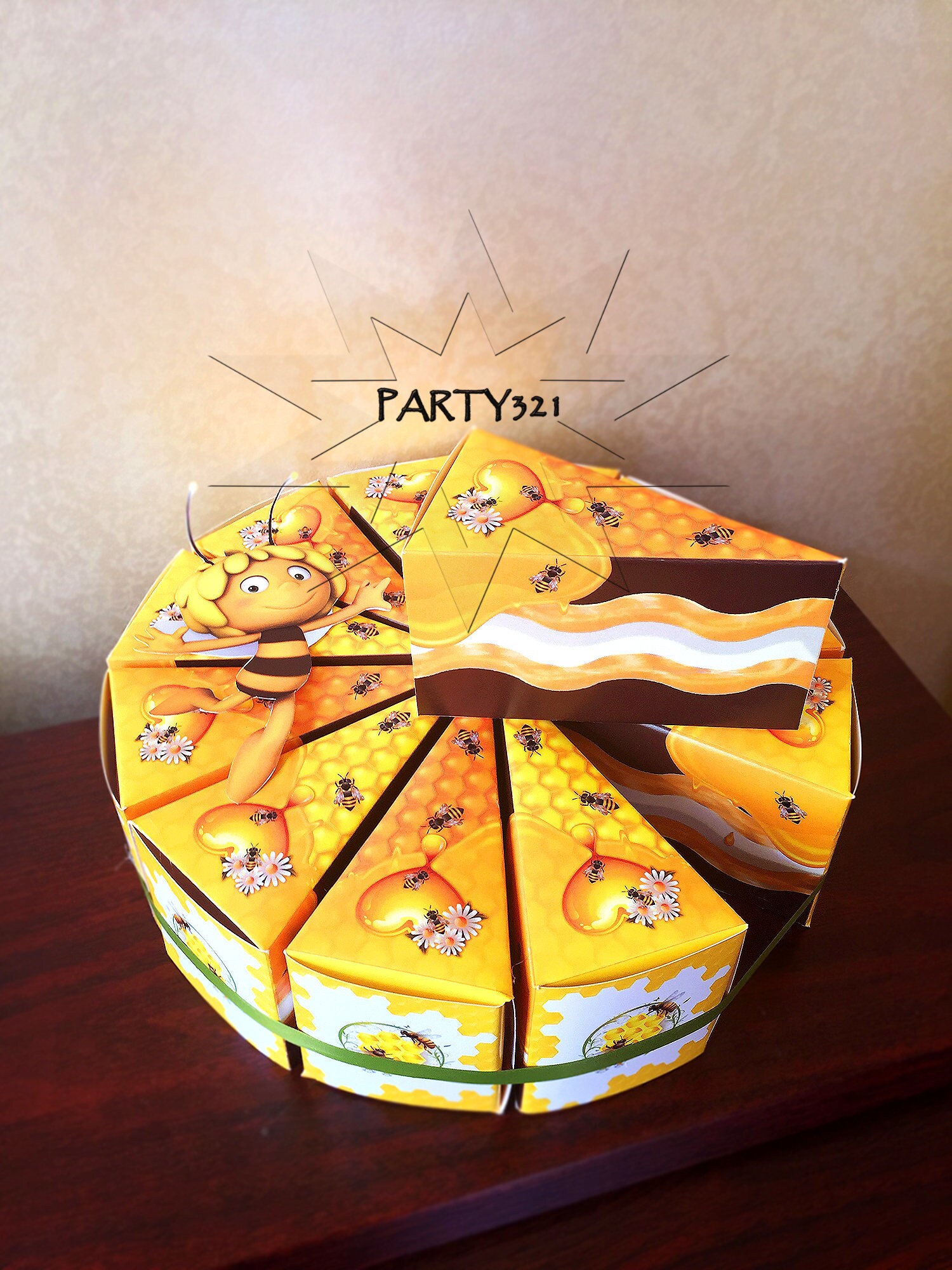 Maya the Bee Honey Party Birthday Cake Slice Box Paper Box - Etsy Ireland