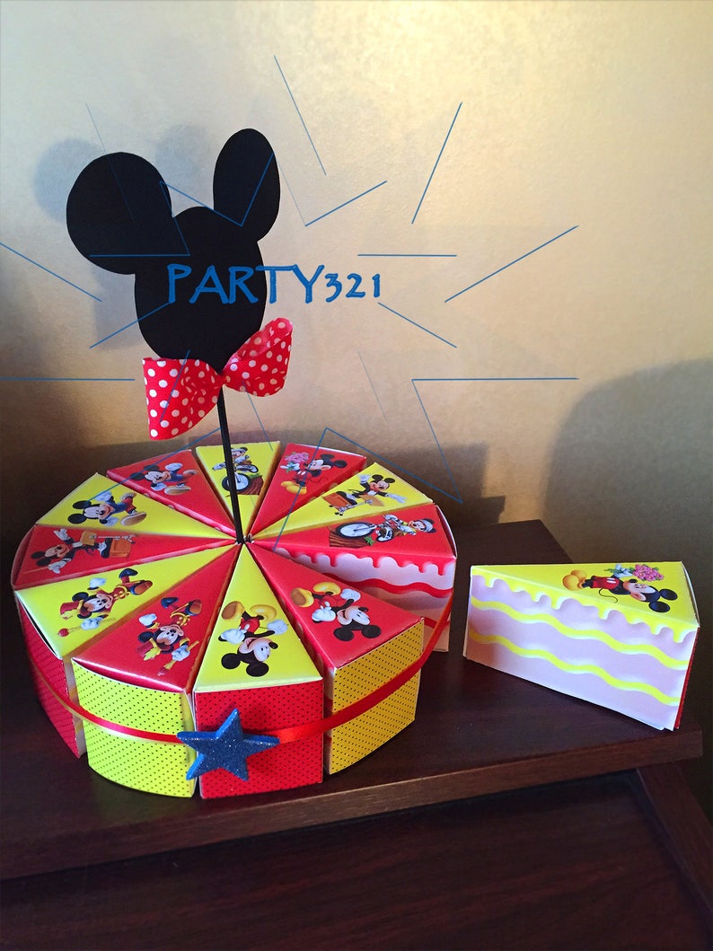 Mickey Mouse Slice Box Paper Box, Printable Gift Box, Cake Boxes ...