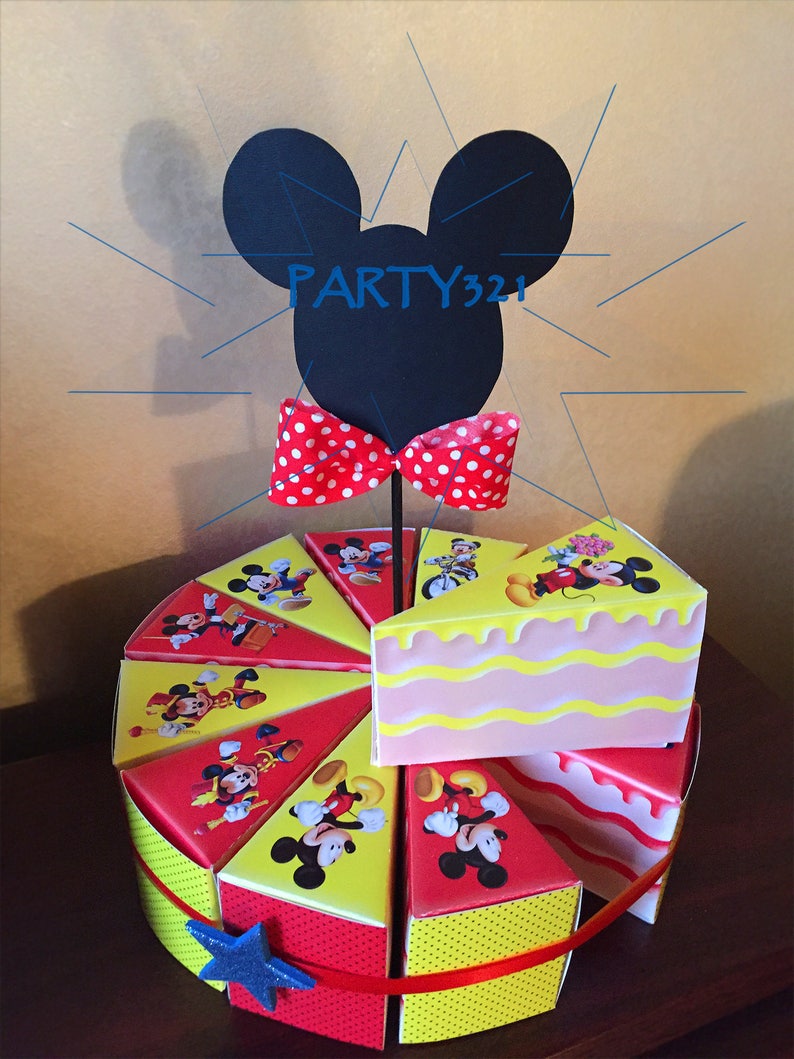 Mickey Mouse Slice Box Paper Box, Printable Gift Box, Cake Boxes ...