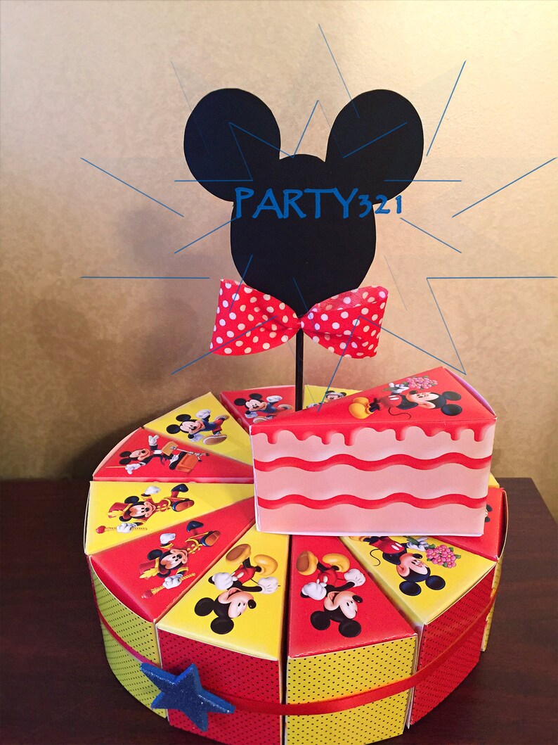 Mickey Mouse Slice Box Paper Box, Printable Gift Box, Cake Boxes ...