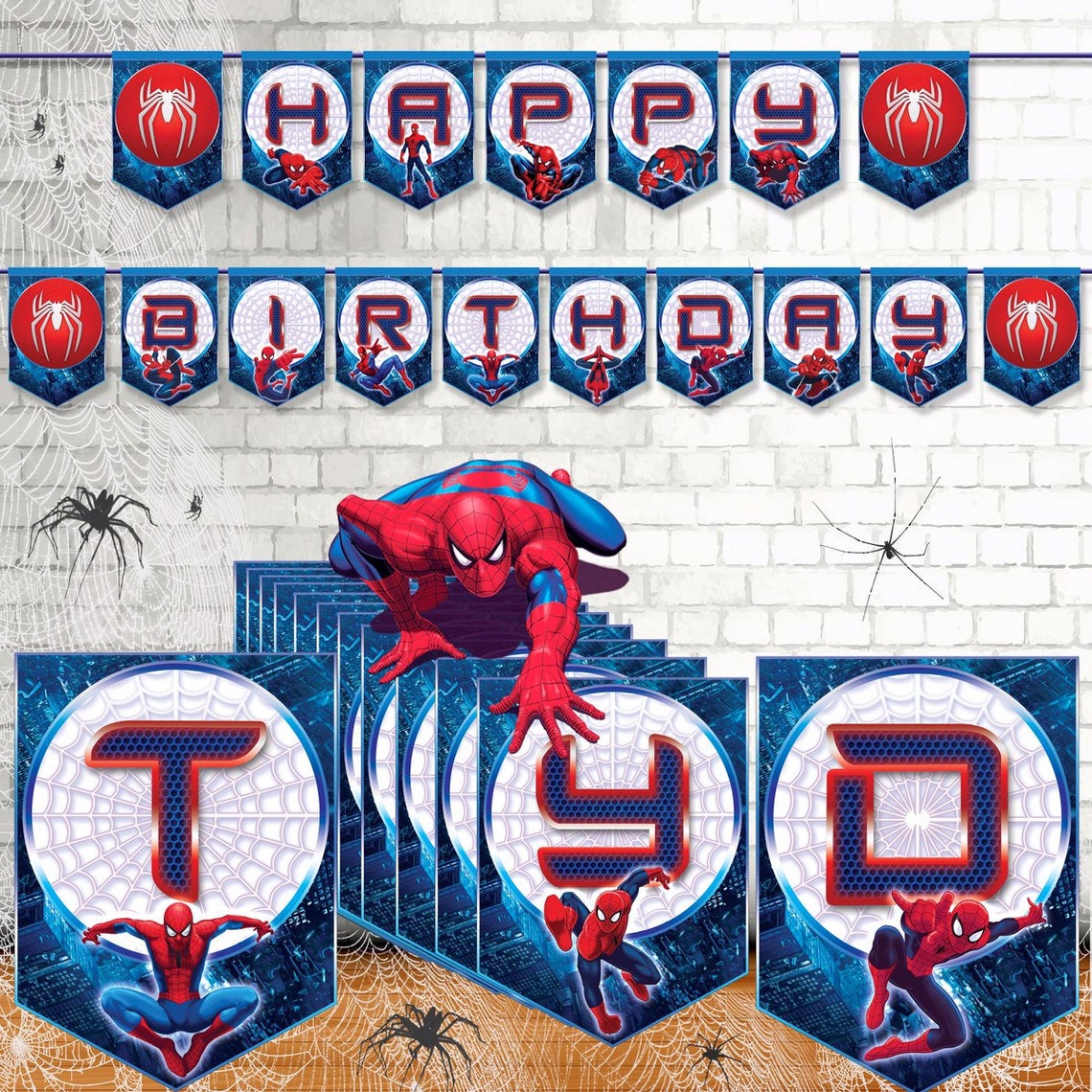 Spiderman Birthday Banner-spiderman Party Banner-spider Banner-spider ...