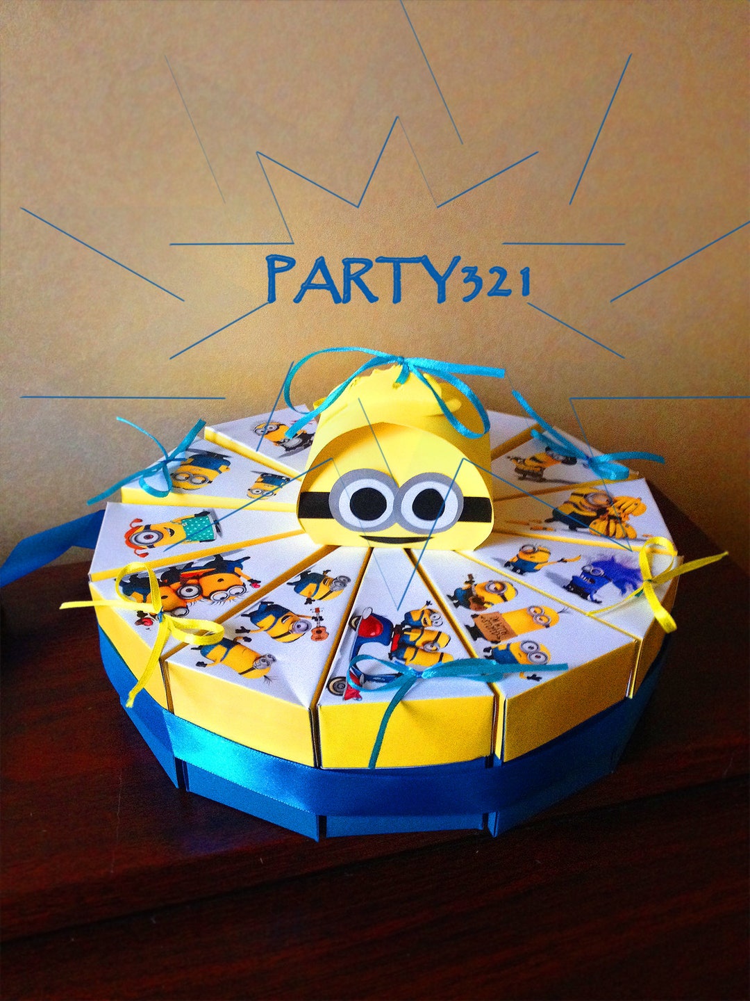 Minion Cake Slice Box Paper Box, Printable Gift Box, Cake Boxes ...
