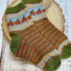 Knitting Pattern - Hello Pumpkin Socks - Hand Knitted Cuff Down Socks - Sizes UK 5 - 8 - Knit in ...