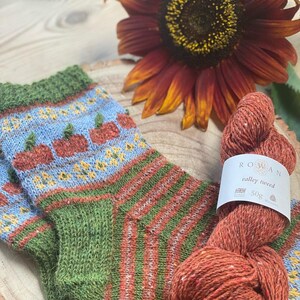 Knitting Pattern - Hello Pumpkin Socks - Hand Knitted Cuff Down Socks - Sizes UK 5 - 8 - Knit in ...